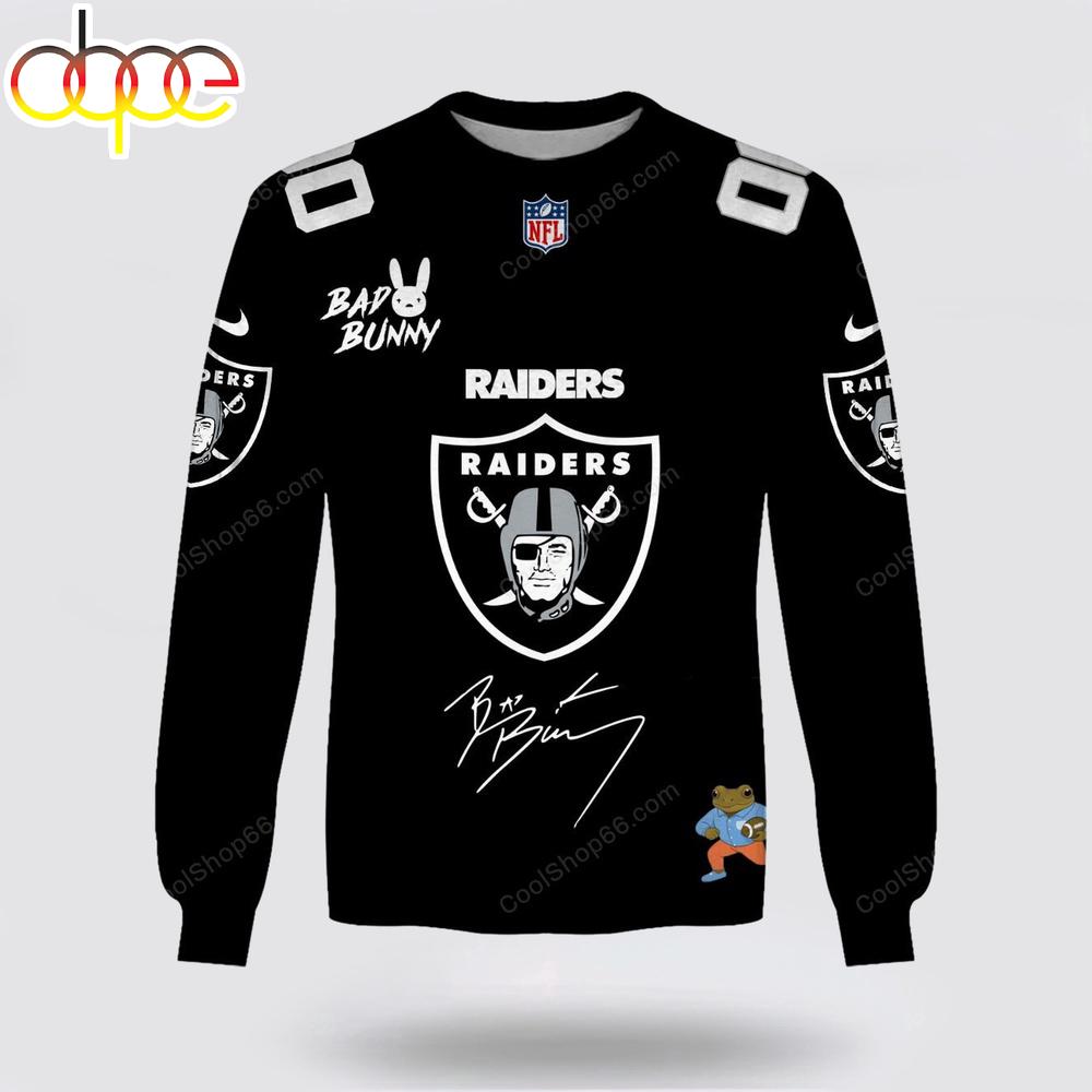 Custom Name Las Vegas Raiders x Bad Bunny Super Bowl 2026 3D Sweatshirt